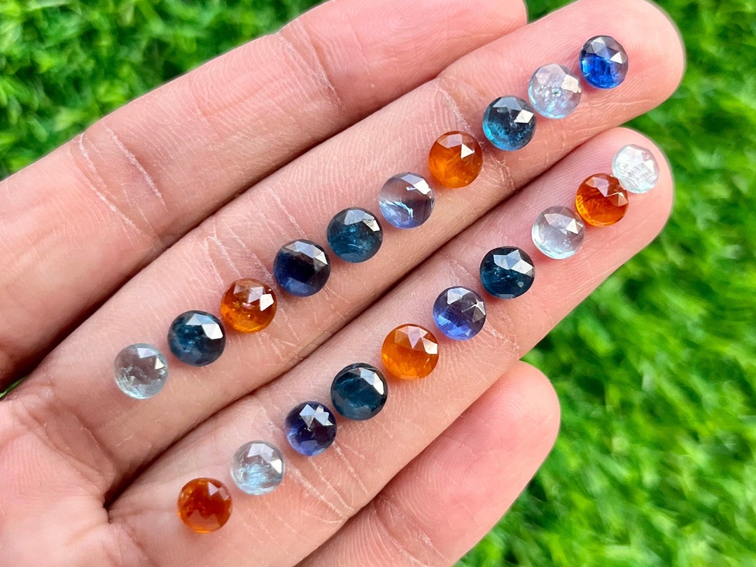 20 Pcs Pack 6mm Multi Color Kyanite Rosecut - Top Quality Rose Cut Flat ...