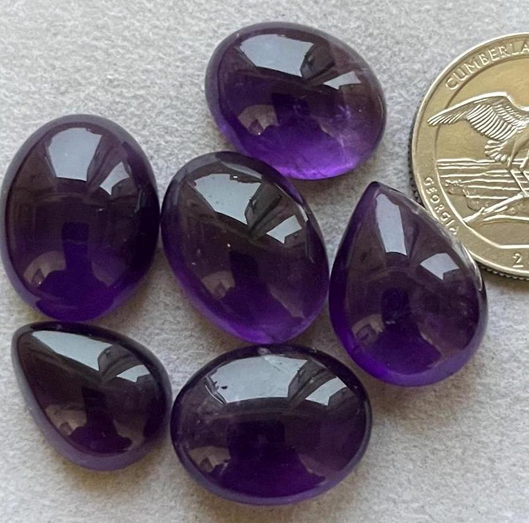 New 6 Pcs Top Rich Purple Amethyst Flatback Cabochon, With Very Cheap ...