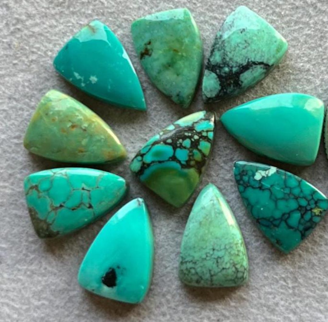 New 8x12mm Shield 10pcs Pack Natural Tibetan Turquoise Flat Back ...