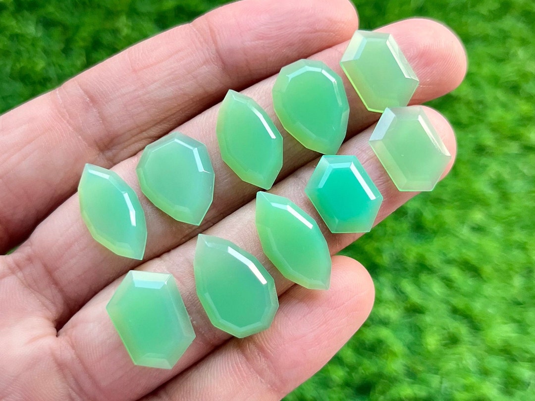 10 Pcs Lot Chrysoprase Onyx Freeform Shape Step Cut Fancy Shape Loose ...