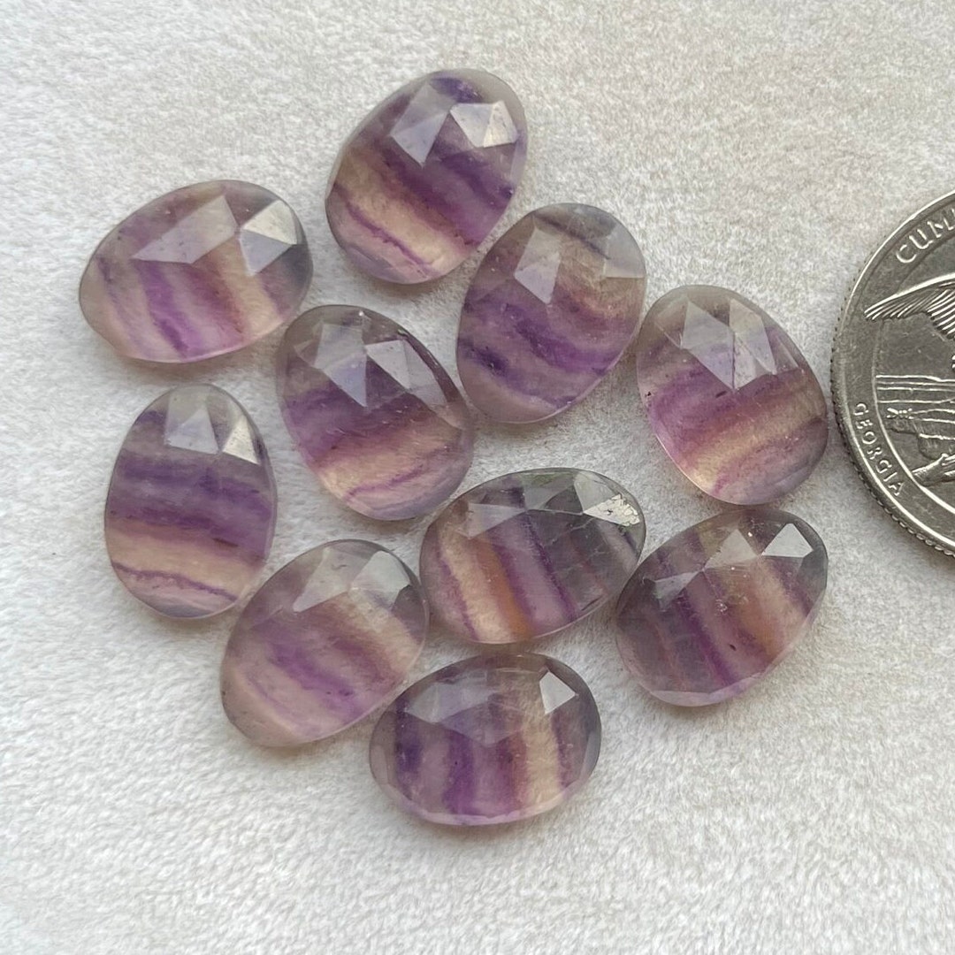 Natural Flourite 10x14mm Rose Cut Slice - Top Quality Rose Cut Flat ...