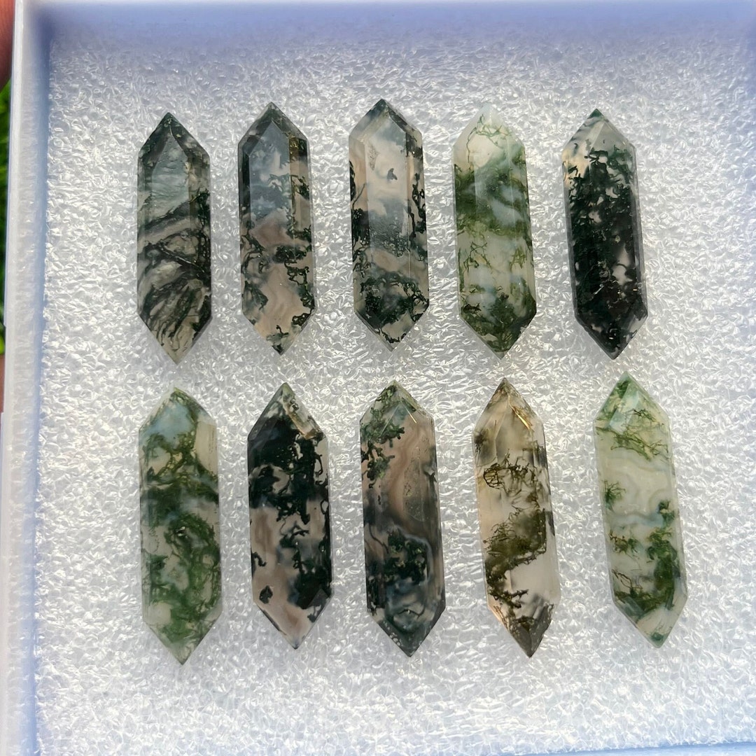 6 Pcs Pack 8x30mm Step Cut Fancy Shape, Moss Agate Step Cut Gemstone ...