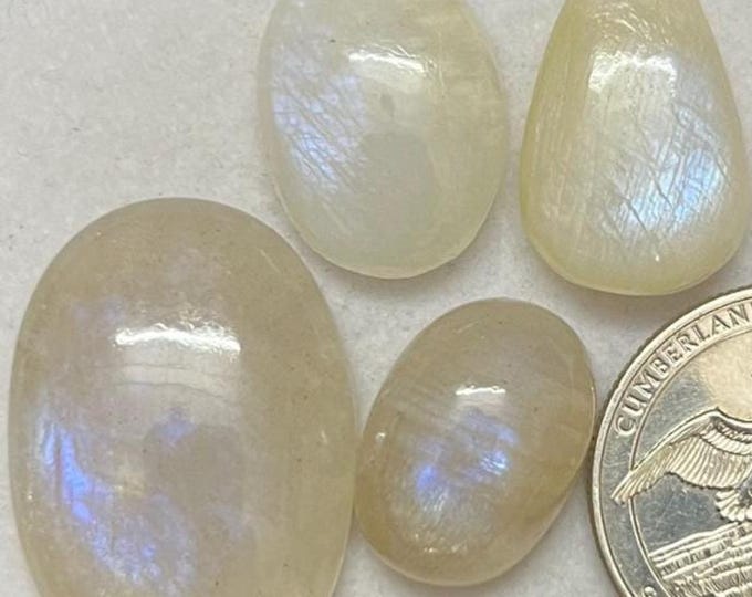 4 Pcs Lot New African Moonstone Smooth Cabochon Gemstone for Making ...