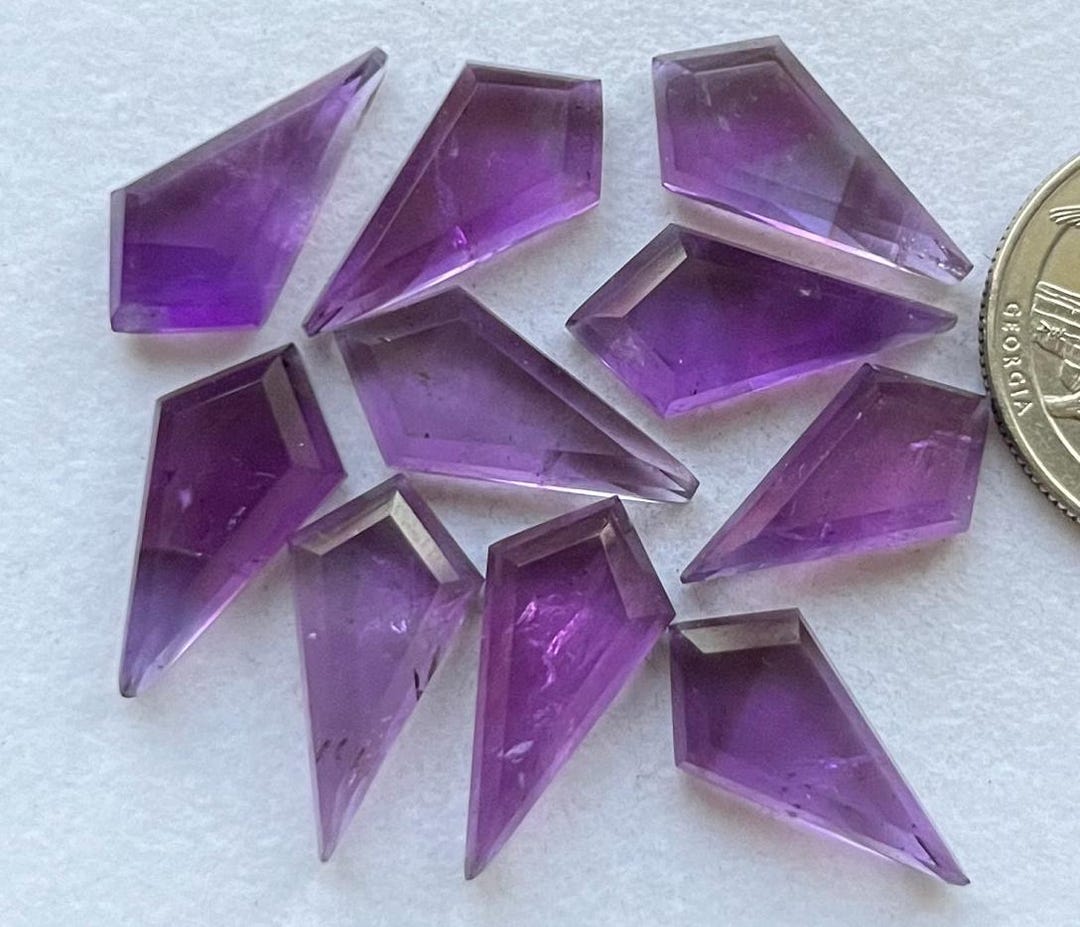 10 Pcs Pack Kite Shape, Amethyst Step Cut Gemstone, 10x20mm Kite Shape ...