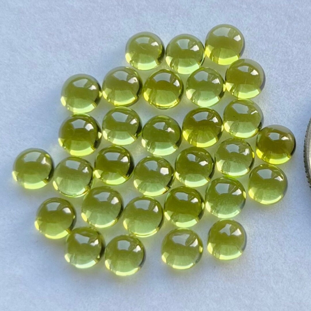 10 Pcs Pack 6mm Smooth Peridot Cabochon Loose Gemstone for Ring and ...