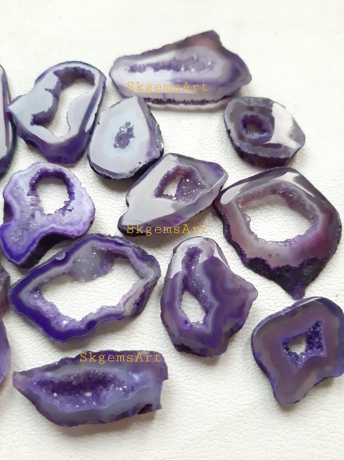 Purple Window Druzy Geode Polished Slabs / Geode Slices / Purple Druzy ...