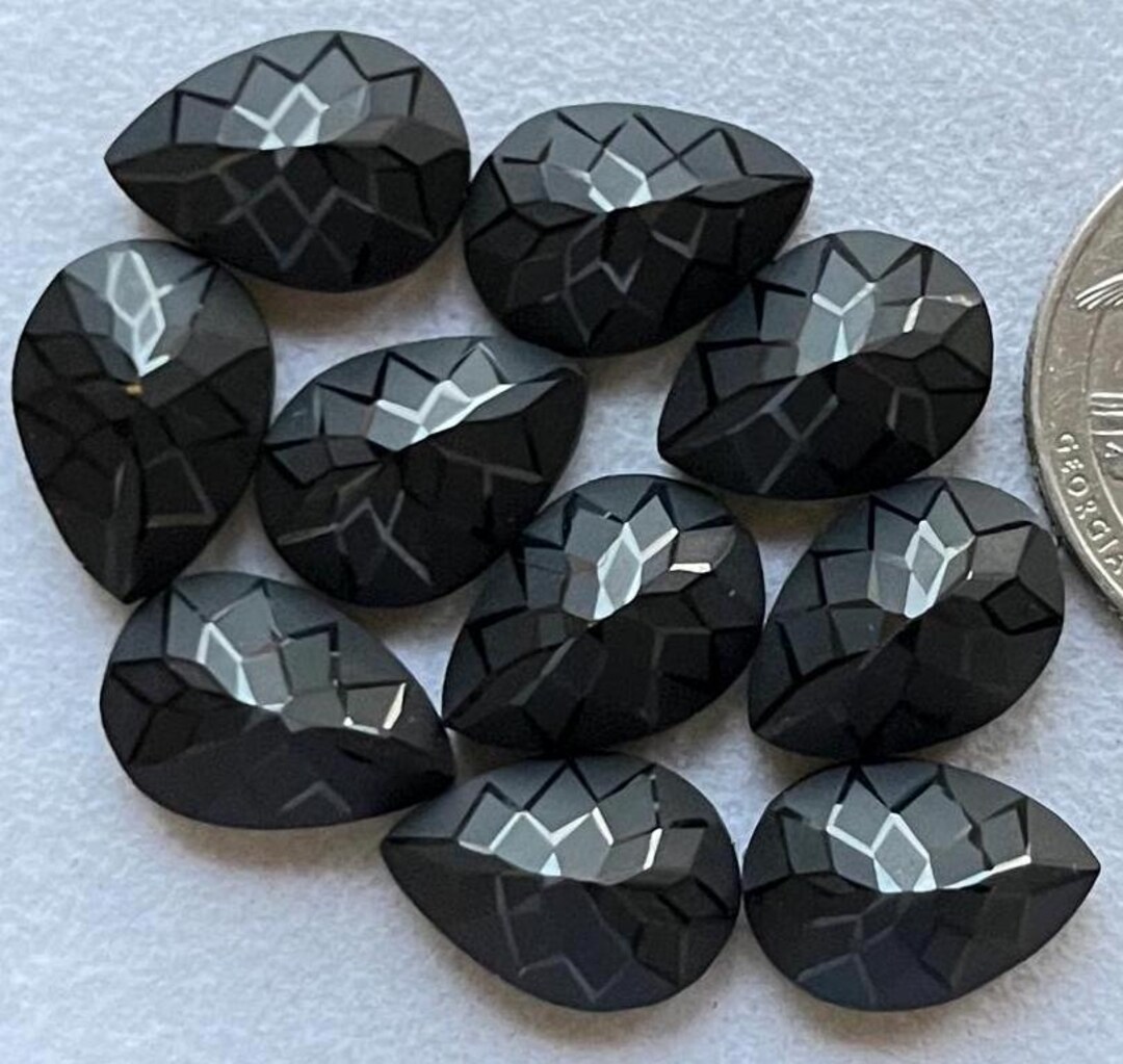 Natural Black Spinel 5 Pcs Lot 10x14mm Pear Precision Hand Cut Laser ...