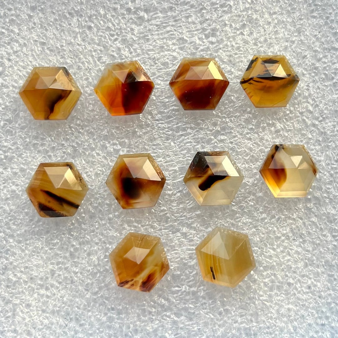 10 Pcs Montana Agate Hexagon 10mm - Top Quality Rosecut Flat Back ...