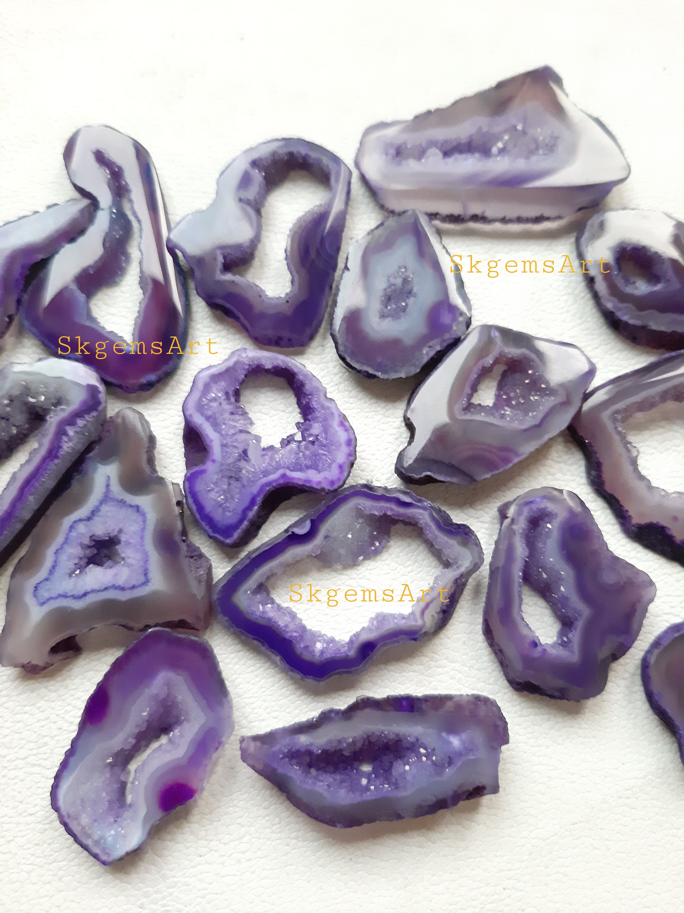 Purple Window Druzy Geode Polished Slabs / Geode Slices / Purple Druzy ...