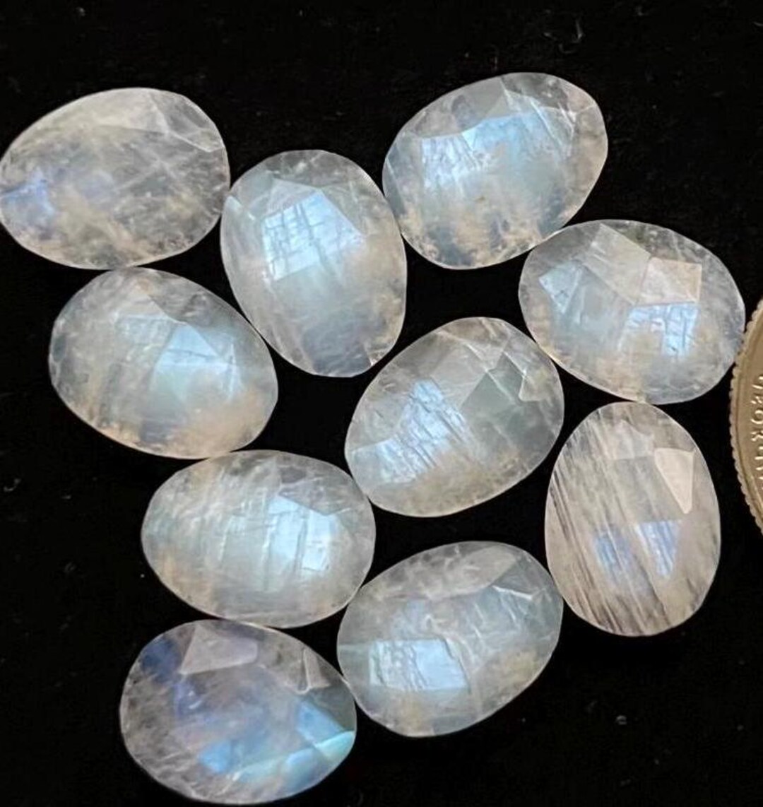 New Top 9x12mm Natural African Rainbow Moonstone Rosecut Gemstone for ...