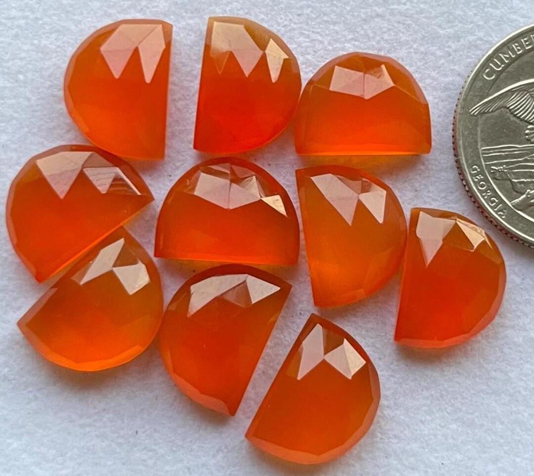Carnelian Color Onyx D Shape Rose Cut - Top Quality Rose Cut Flat Back ...