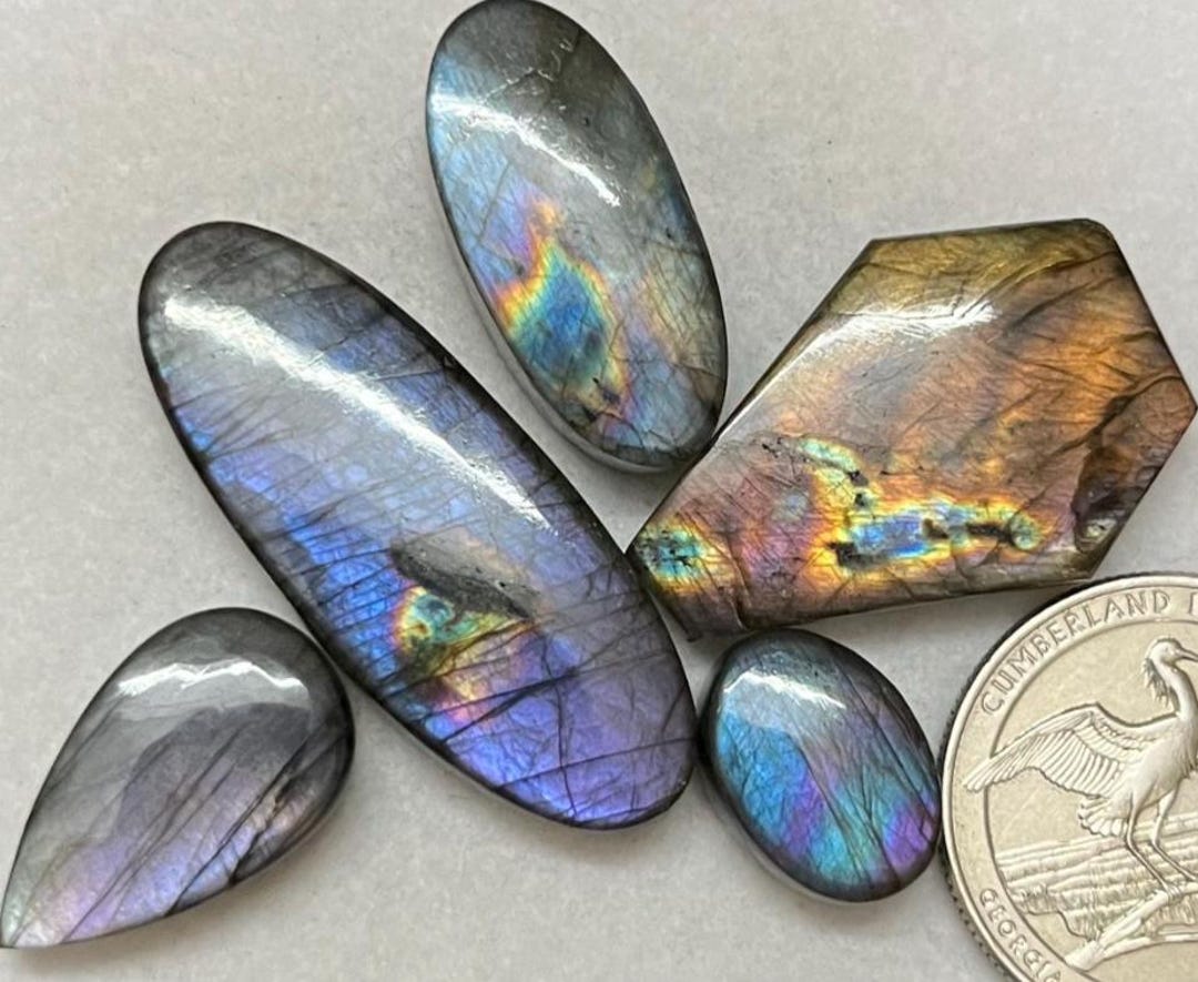 Top 5 Pcs Lot Purple Finland Spectrolite Small Cabochon Gemstone for ...