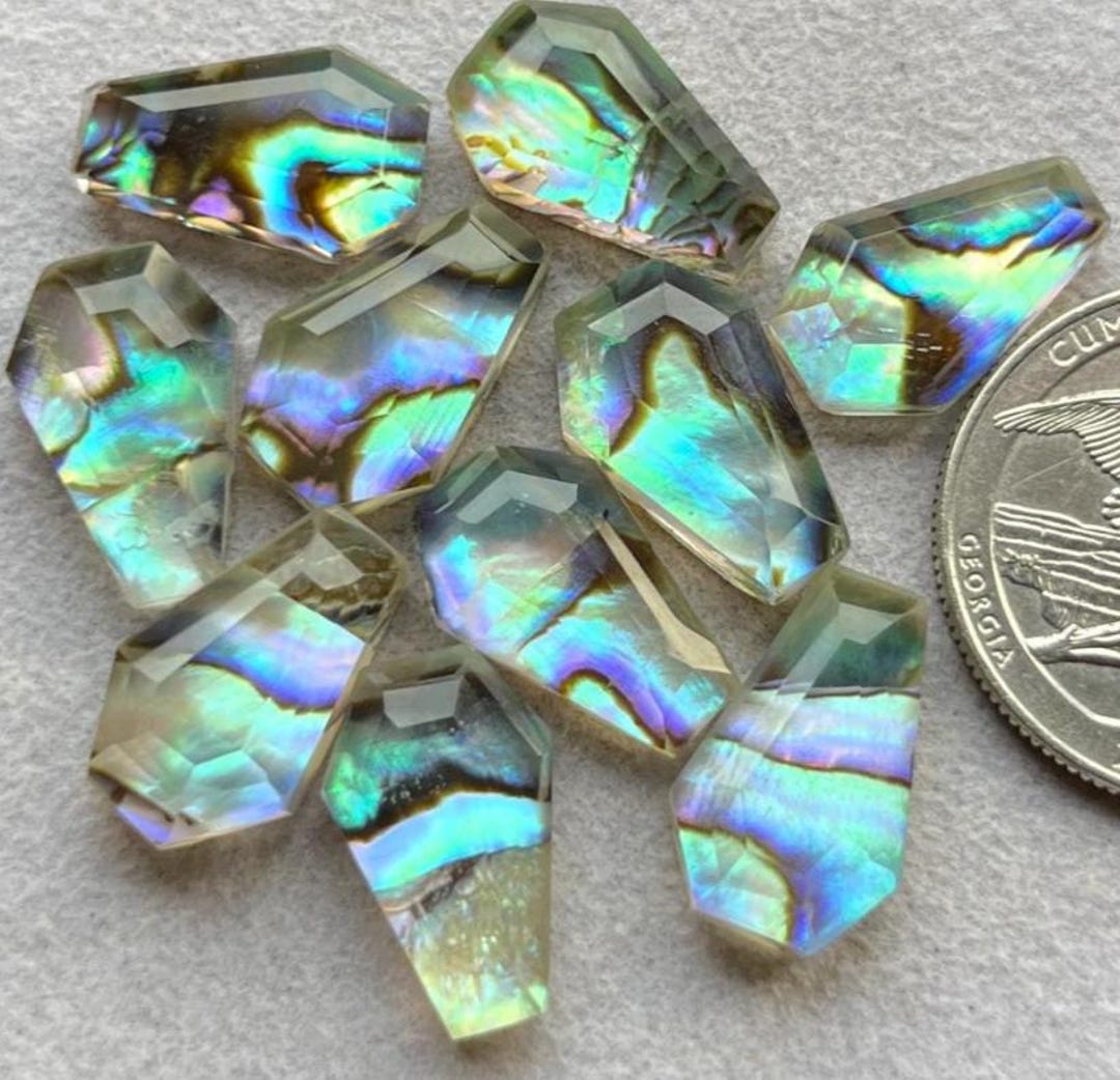 Selected 10x16mm 10 Pcs Lot Abalone Shell With Crystal Doublet Stepcut ...
