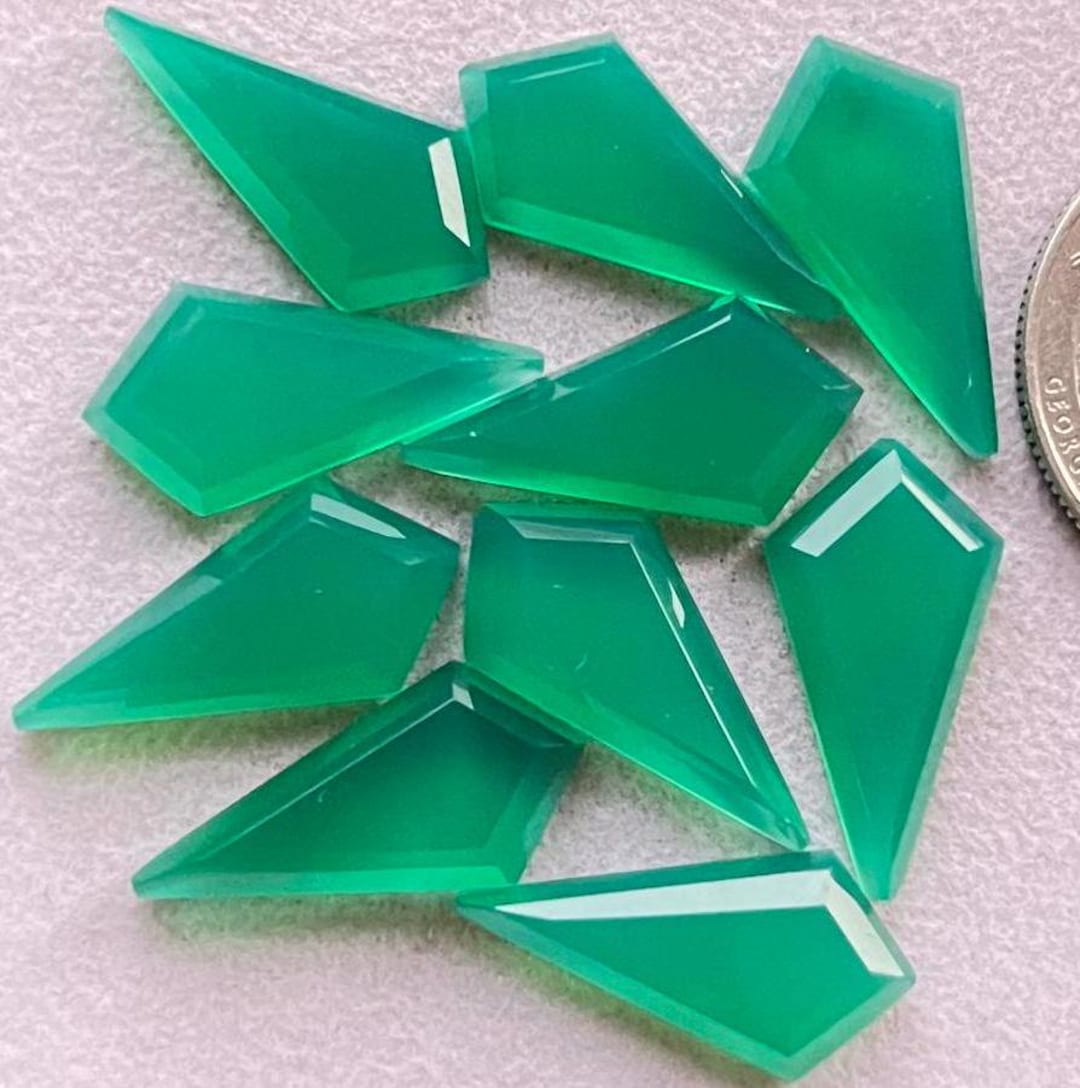 10 Pcs Pack Kite Shape, Green Onyx Step Cut Gemstone, 10x20mm Kite ...