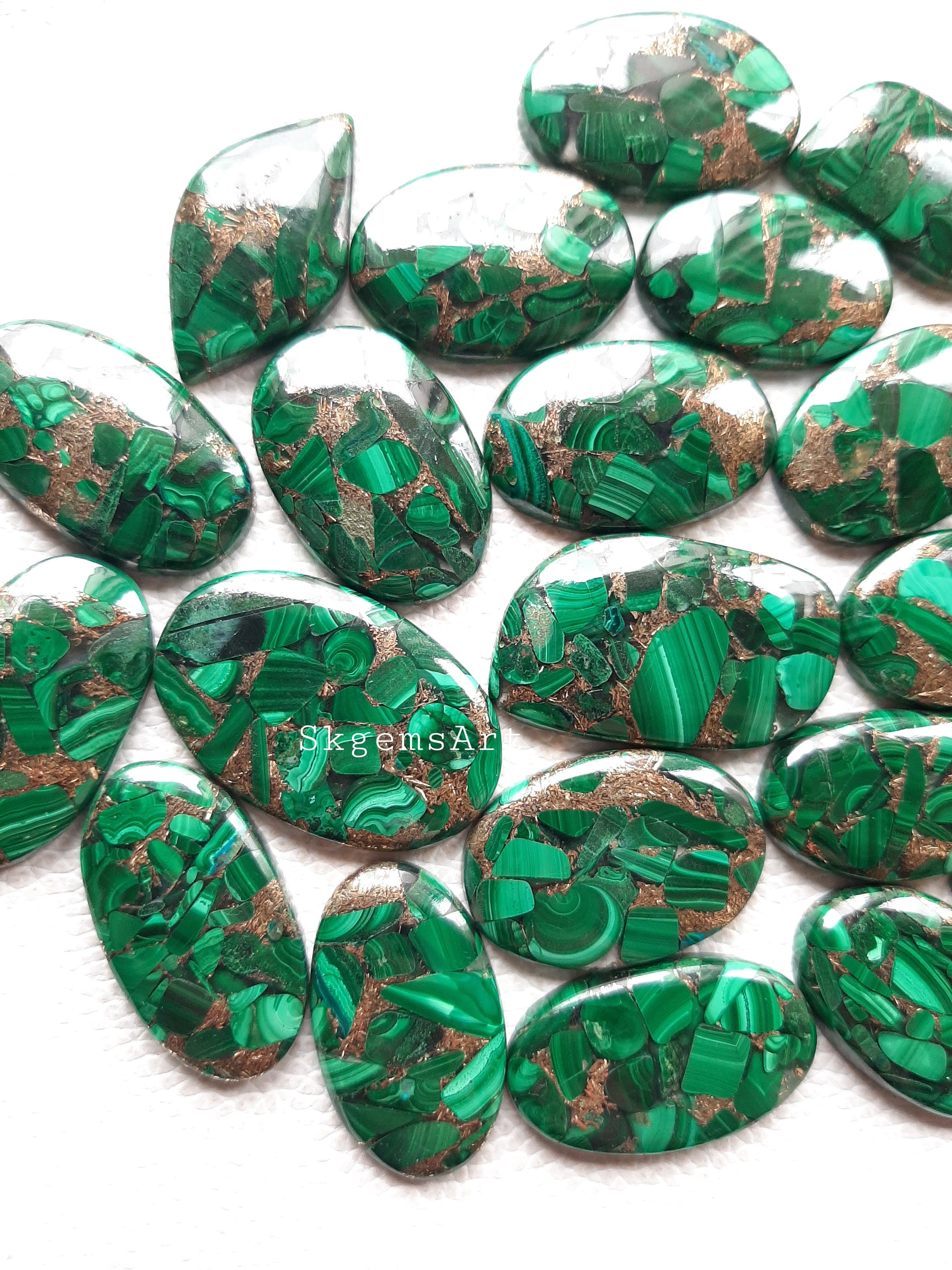 Man-made Malachite COPPER TURQUOISE Cabochon Wholesale Lot by - Etsy