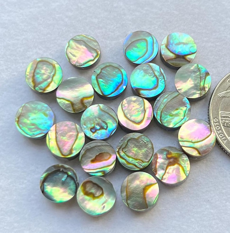 8mm 20 Pcs Abalone Shell Round Cabochon Loose Gemstone for Making ...