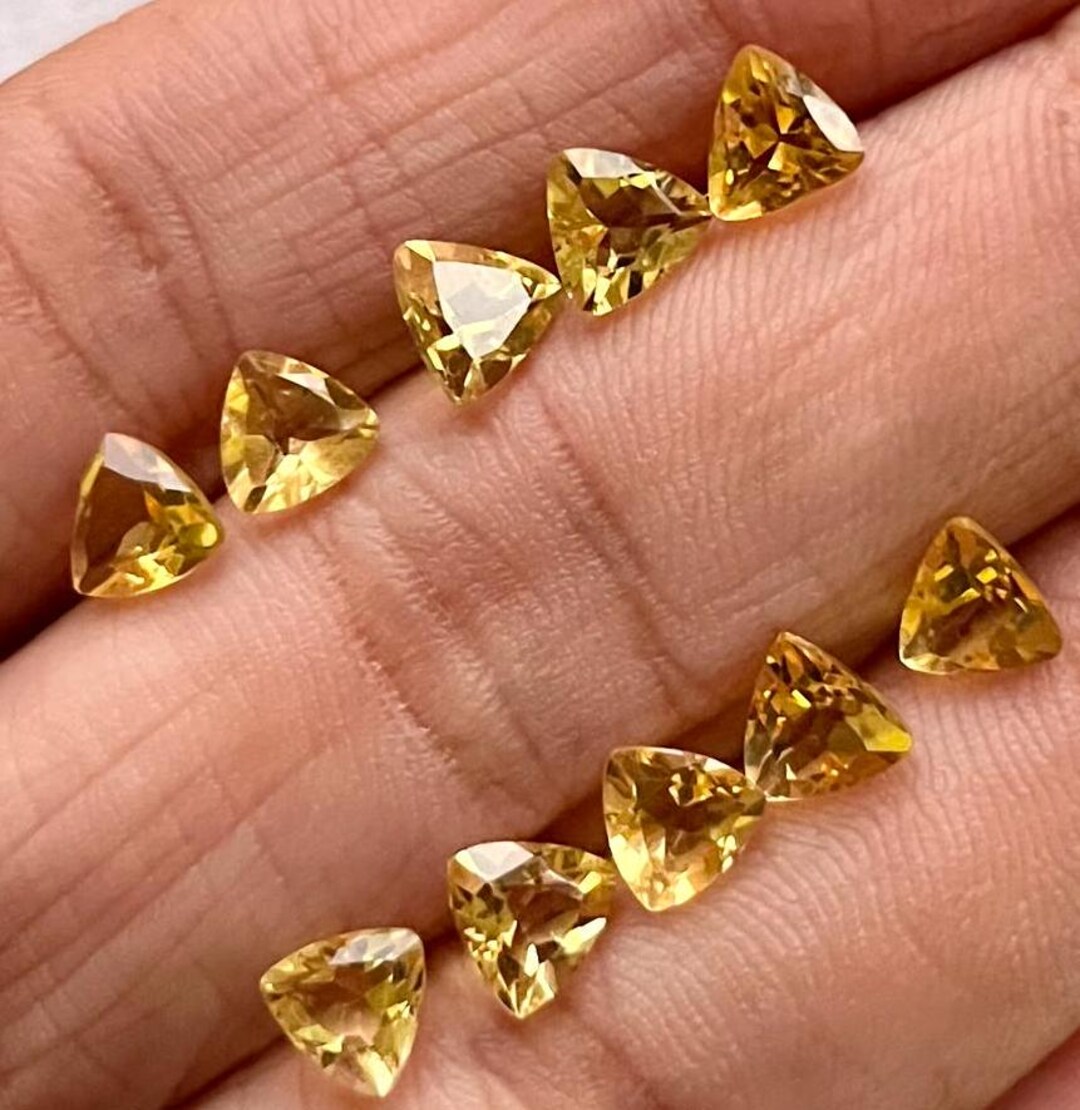 New Faceted Trillion Natural Citrine 6mm 10 Pcs Faceted ,top Quality ...