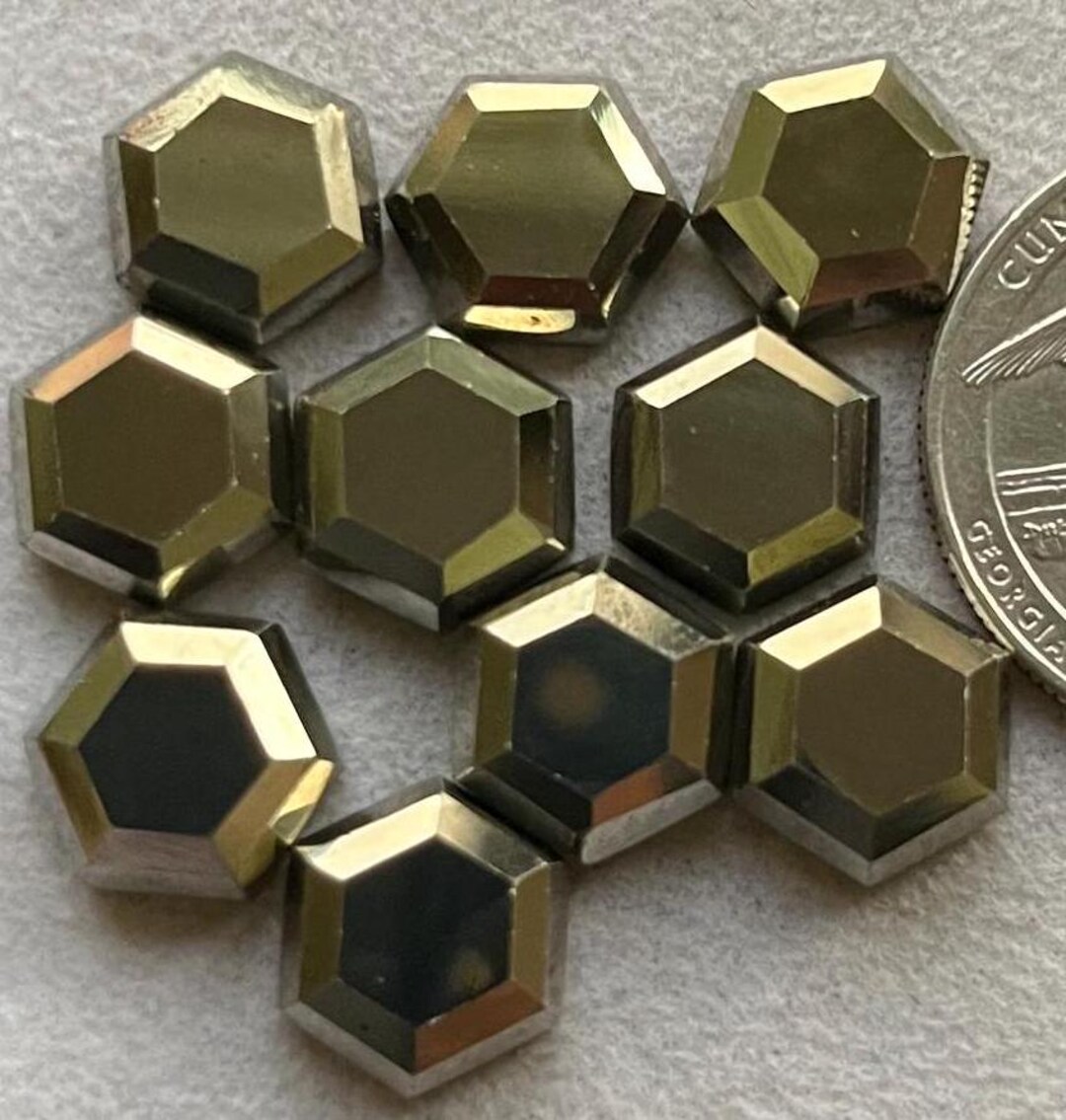10 Pcs Lot Pyrite Hexagon Shape Step Cut Loose Gemstone for Jewelry ...