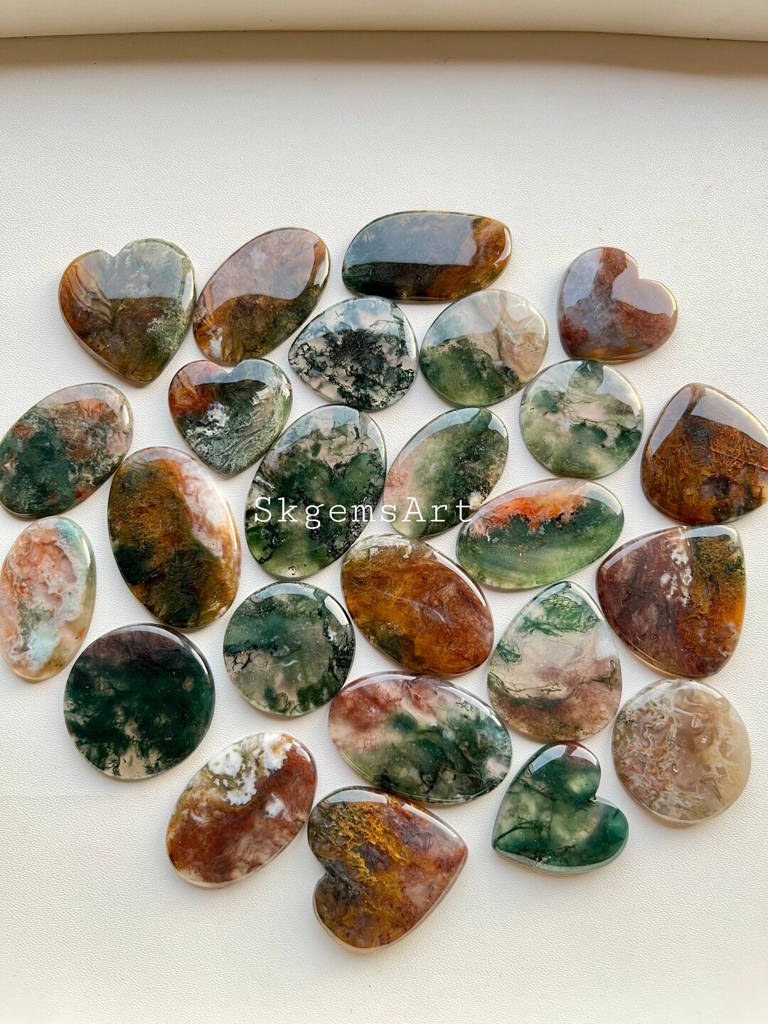 New Indonesian Moss Agate Cabochon, Wholesale Lot Cabochon by Weight ...