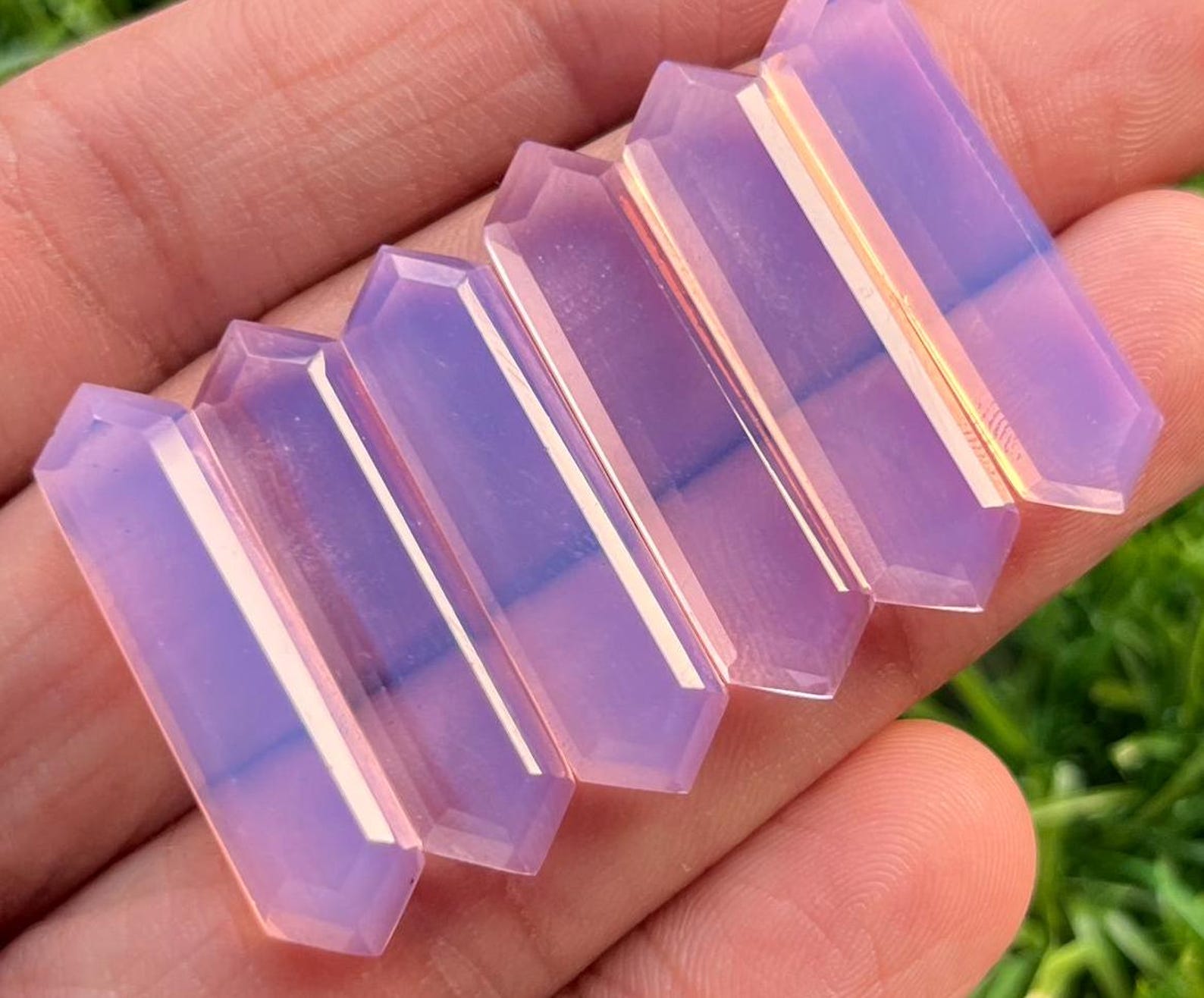 New 6 Pcs Pack Lavender Quartz Stepcut , Rose Cut Gemstone, 8x30 MM ...