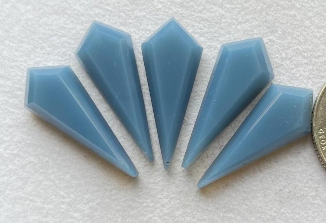 5 Pcs Pack Kite Shape, Blue Opal Step Cut Gemstone, 10x25mm Kite Shape ...