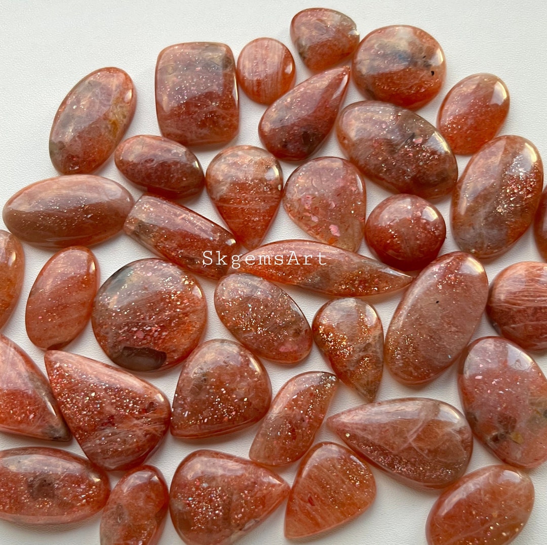 100% Natural Sunstone Cabochon Wholesale Lot by Weight With Different ...