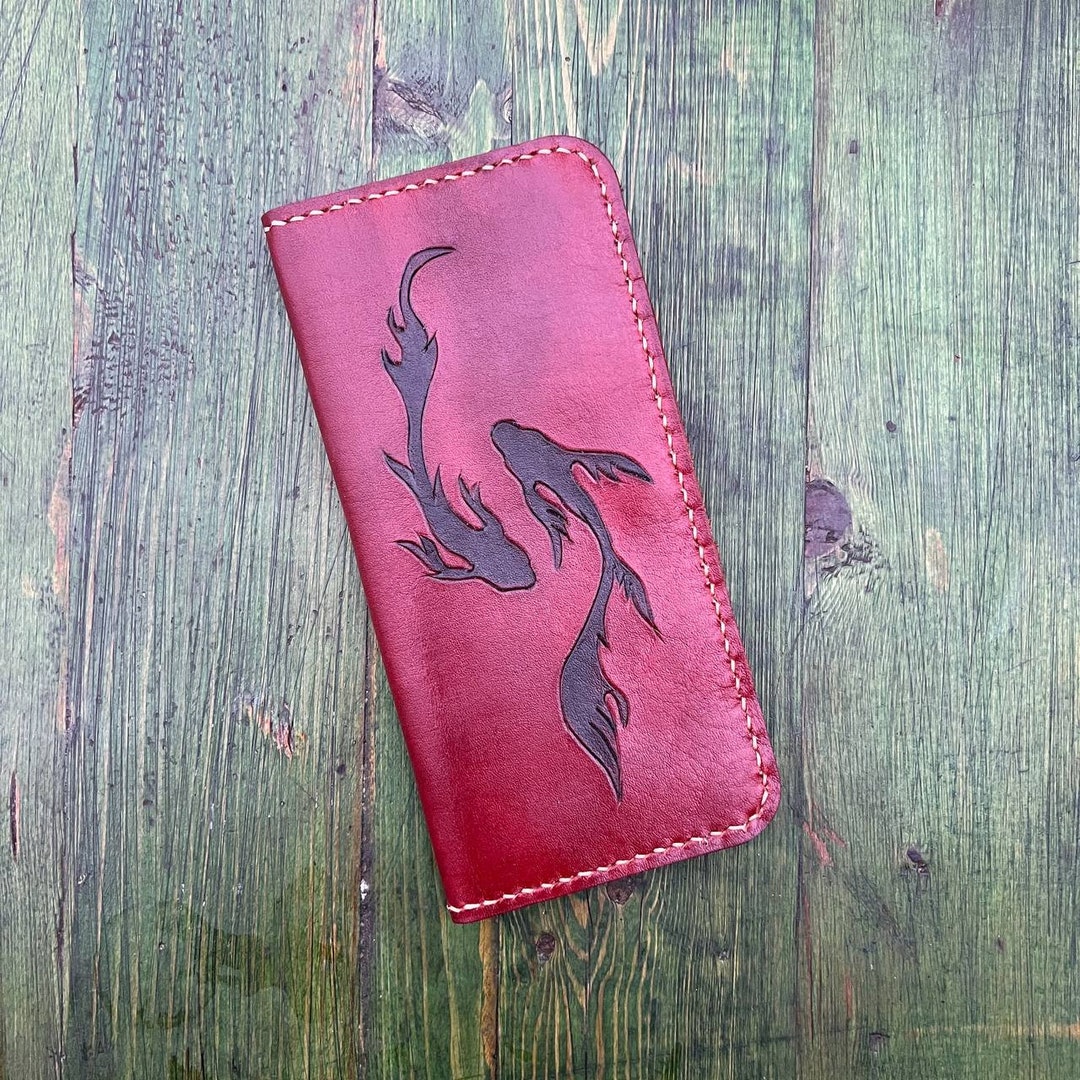Long Fish Pattern Leather Wallet Red Fish Clutch - Etsy