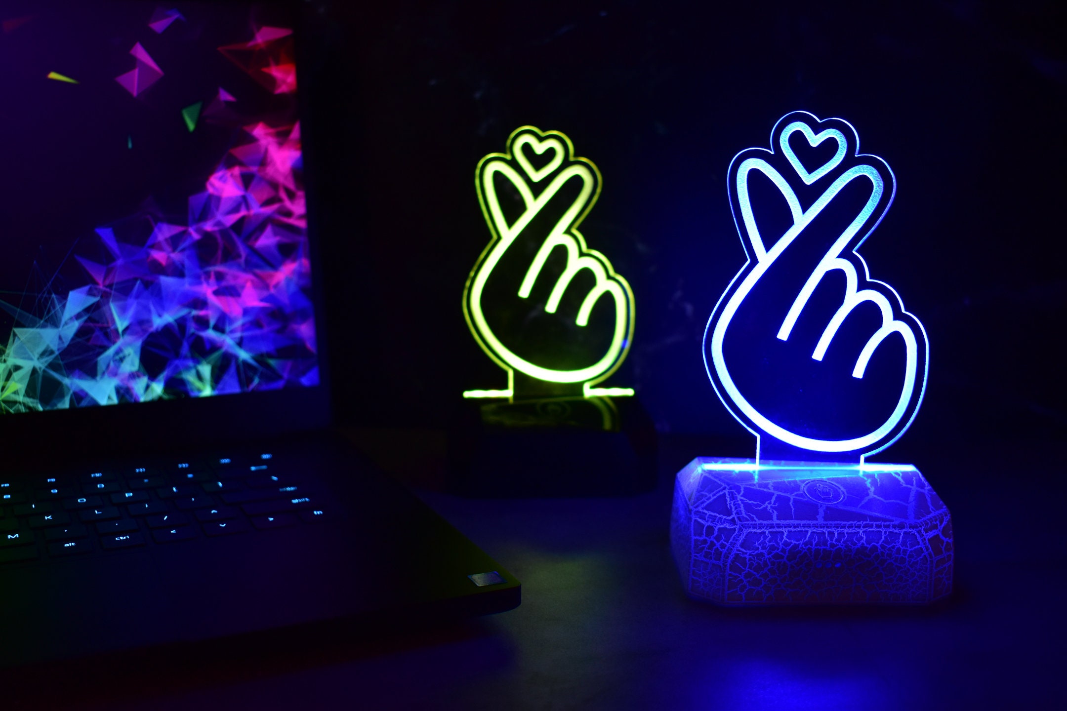 Finger Heart Glowing LED Art Piece Kpop Korean Kawaii Bts - Etsy