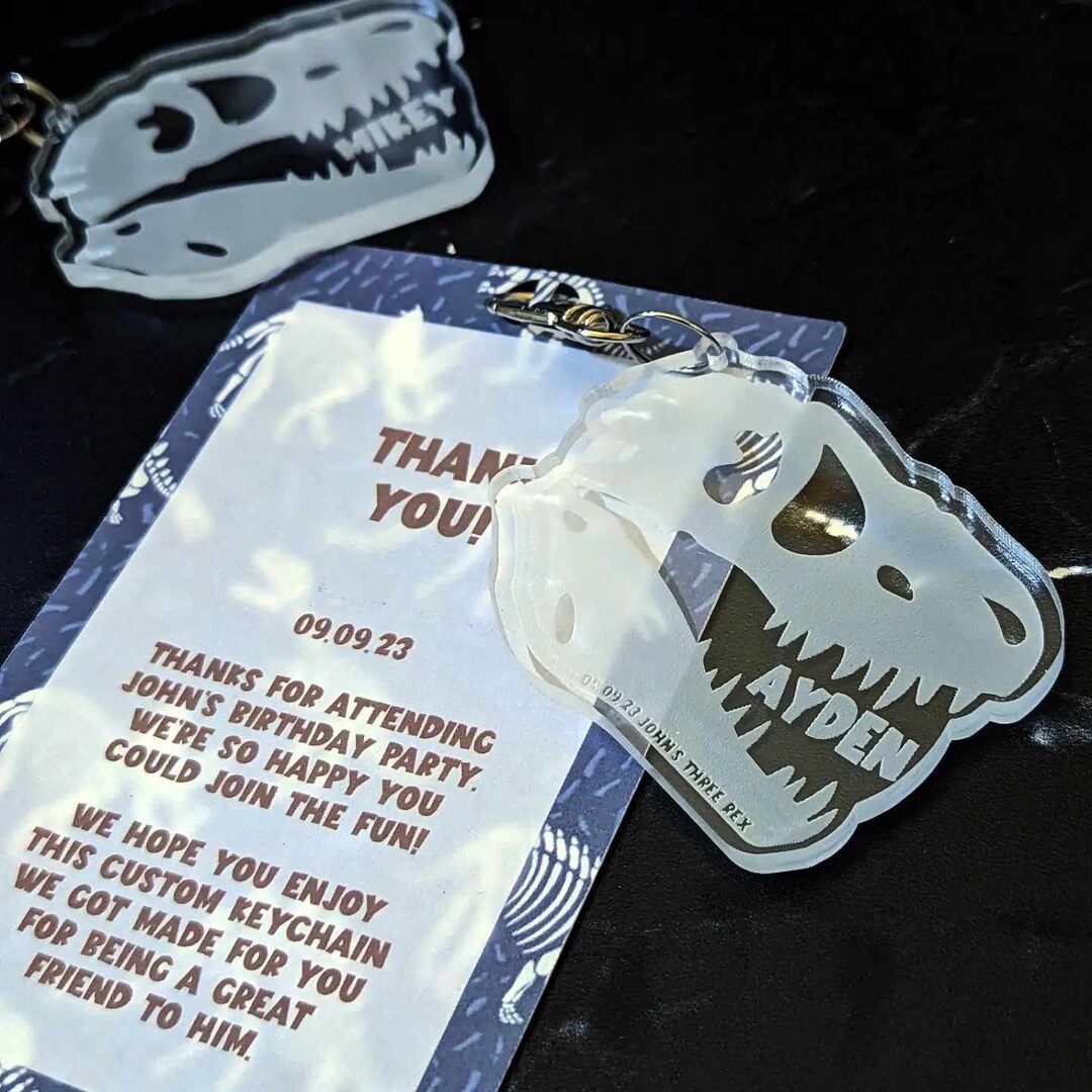 Custom T-rex Dino Acrylic Tag Party Favors | Rawr Bday Theme | Rex ...