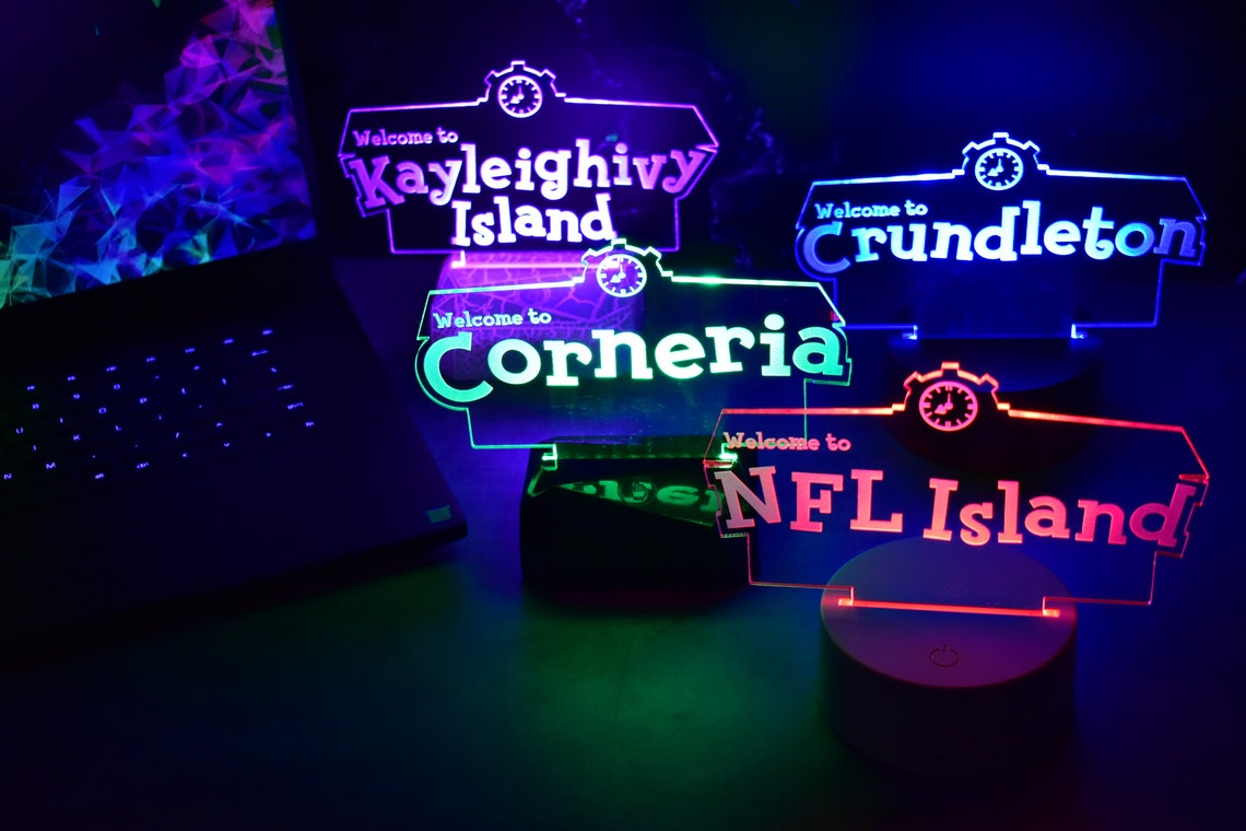 Custom Animal Crossing Island Sign Name LED Lamp Night Light - Etsy