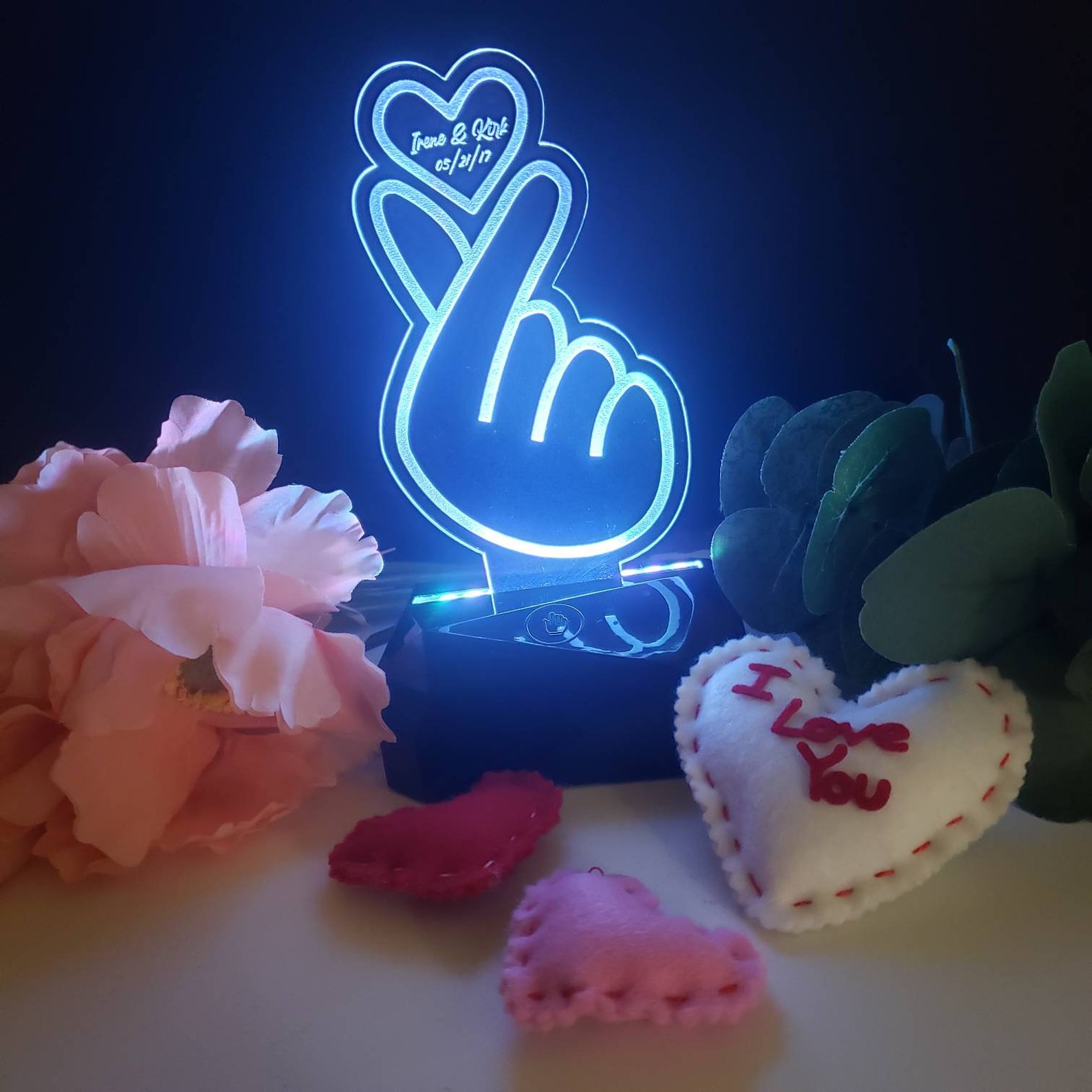 Personalized Finger Heart Glowing LED Art Piece for | Etsy