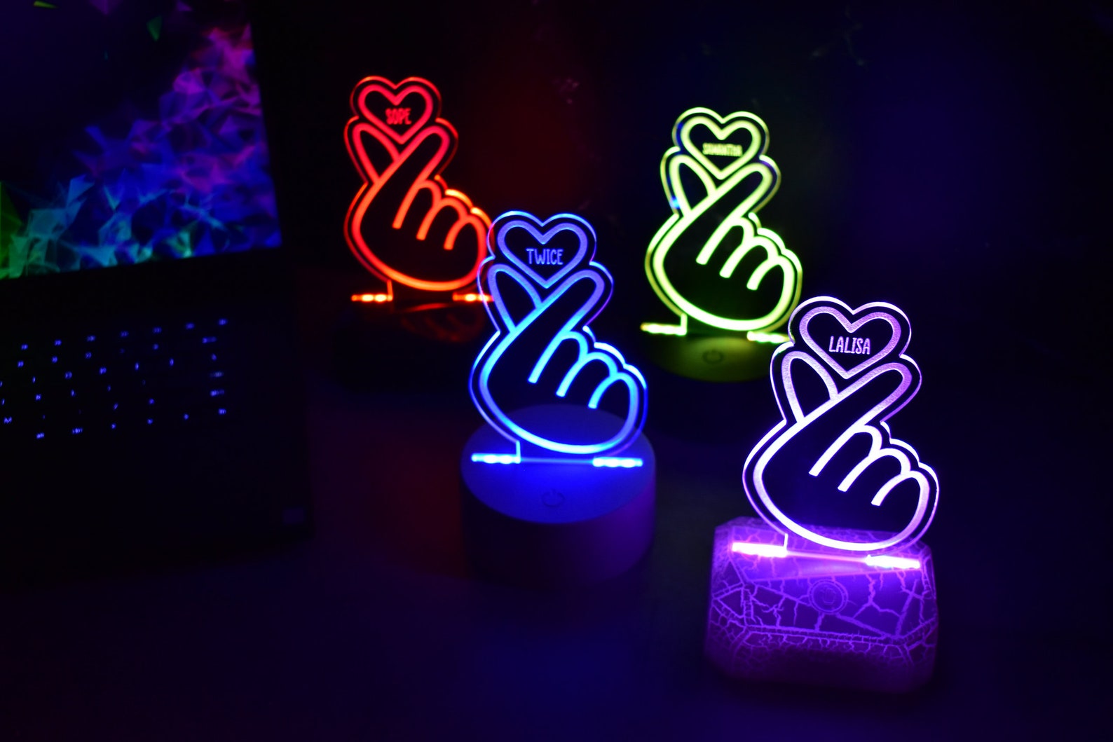 Personalized Finger Heart Glowing LED Art Piece Valentines | Etsy