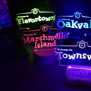 Custom Animal Crossing Island Sign Name LED Lamp Night Light Leaf Bells ...
