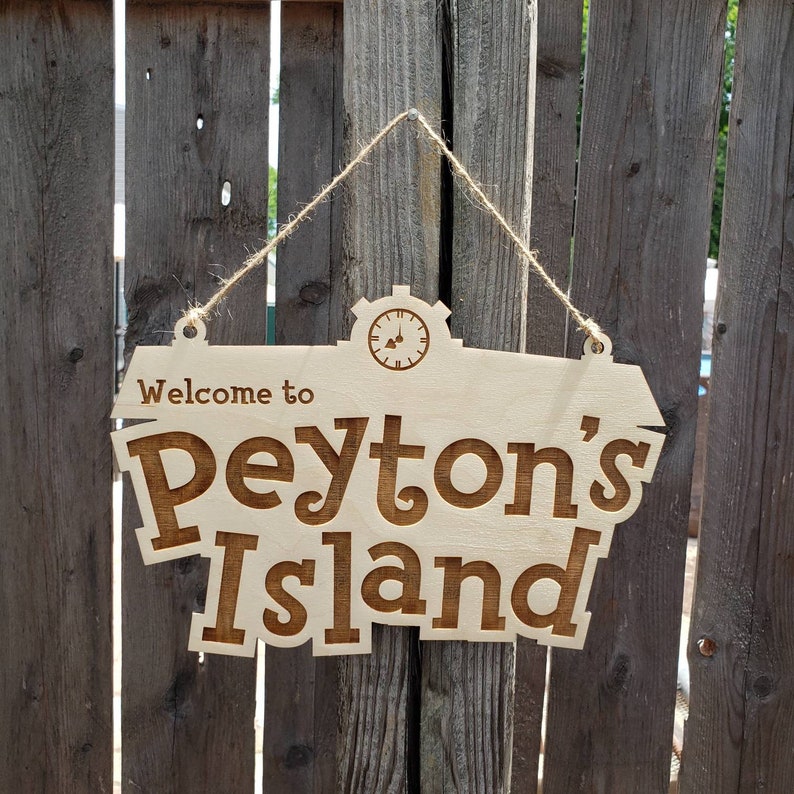 Custom Animal Crossing Island Wooden Sign Leaf Nintendo Kingdom Hearts ...
