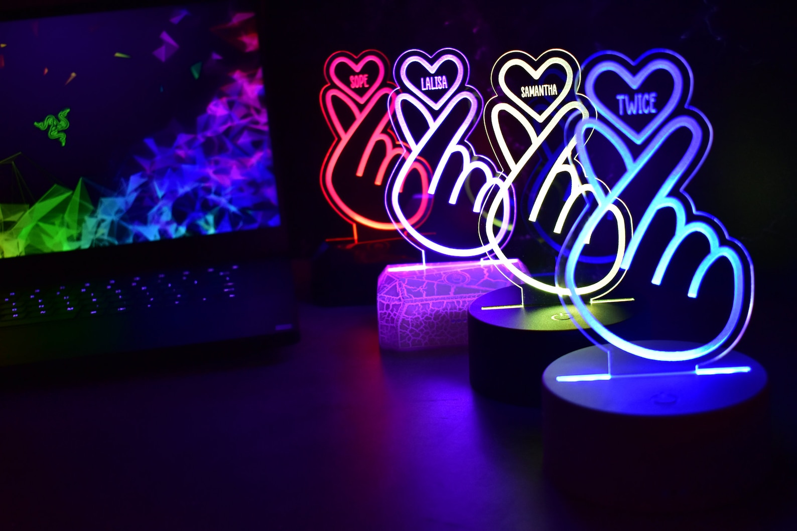 Personalized Finger Heart Glowing LED Art Piece Valentines | Etsy