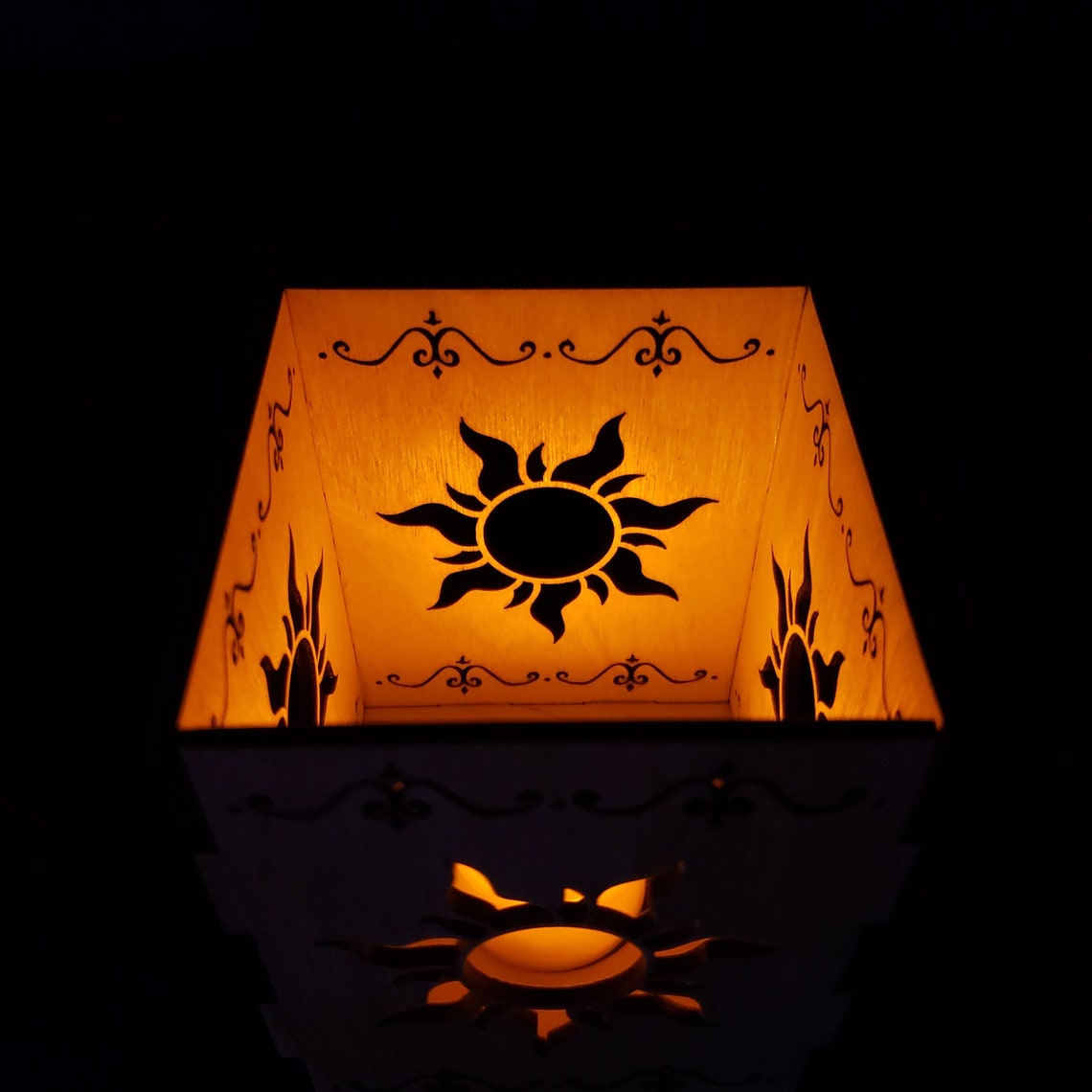 Tangled Inspired Wooden Tea Candle Light Holder Lantern Box | Etsy