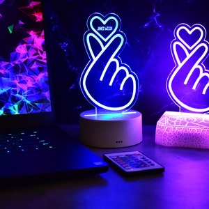 Personalized Finger Heart Glowing LED Art Piece Valentines | Etsy
