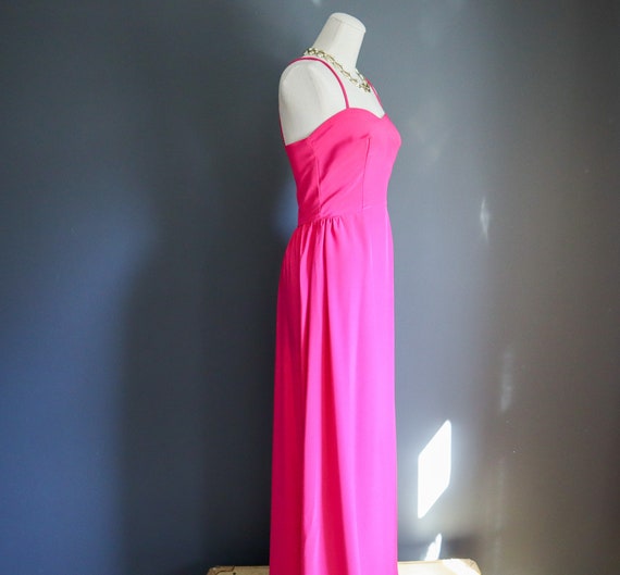 70's Raspberry Pink Full Length Prom Dress - Gem