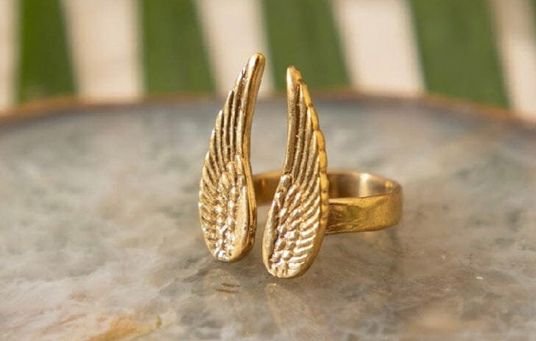 Adjustable Guardian Angel Wings Ring Silver Wings Ring Guardian Angel ...