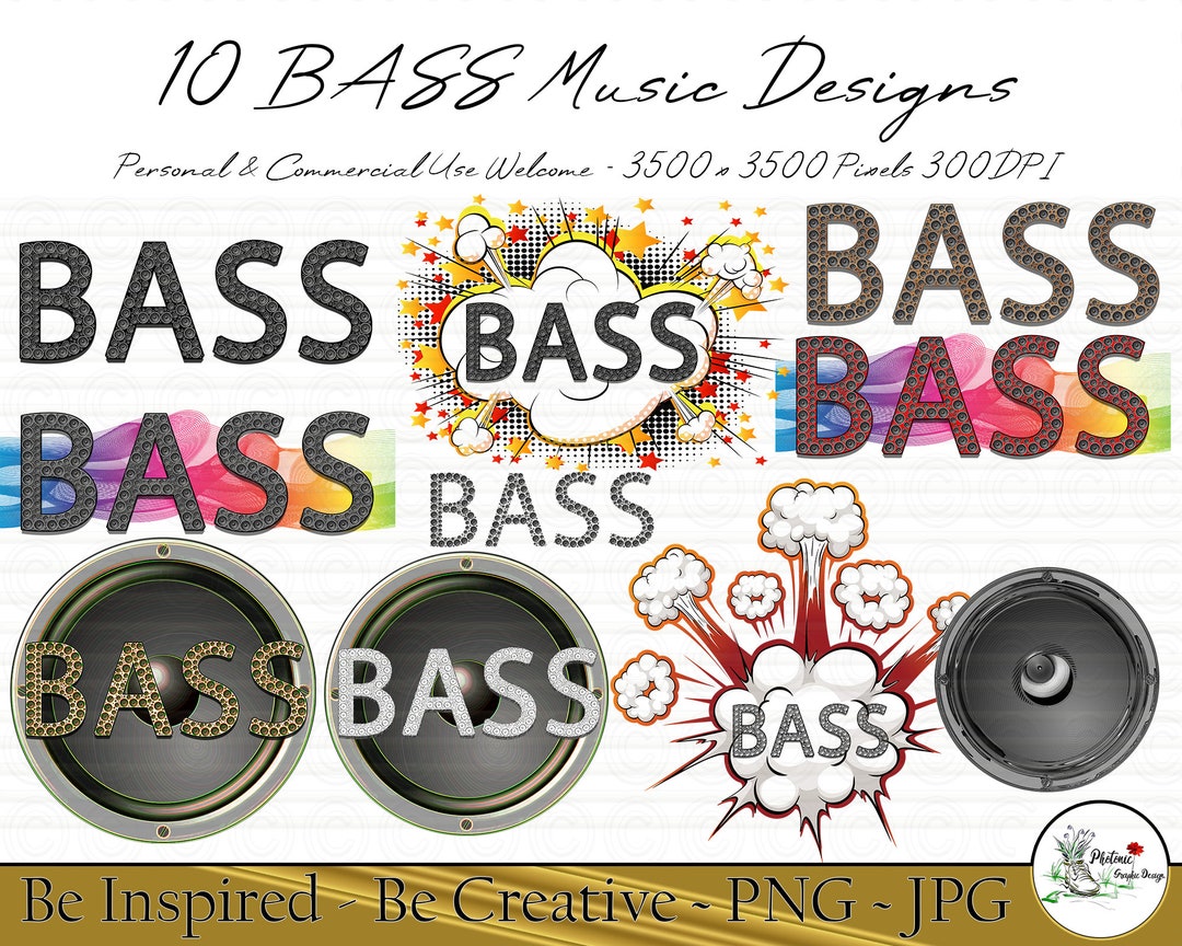 10 Bass Music Clipart Logos Extreme Bass Art Work Design - Etsy