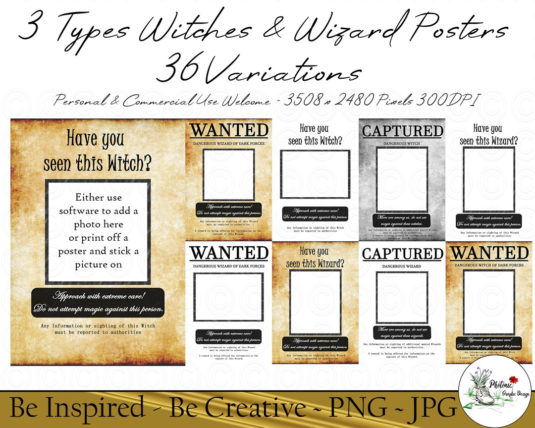 Magic Witches Wizards Wanted Posters Halloween, Captured Design Most ...