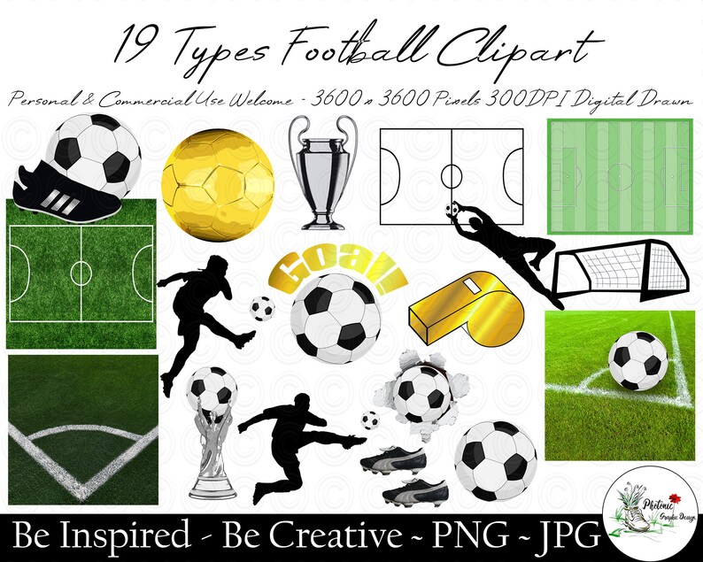 19 Types Football Clipart PNG Football Sports Design Players - Etsy México