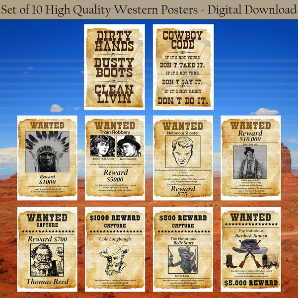 Country and Western Wanted Poster - Etsy
