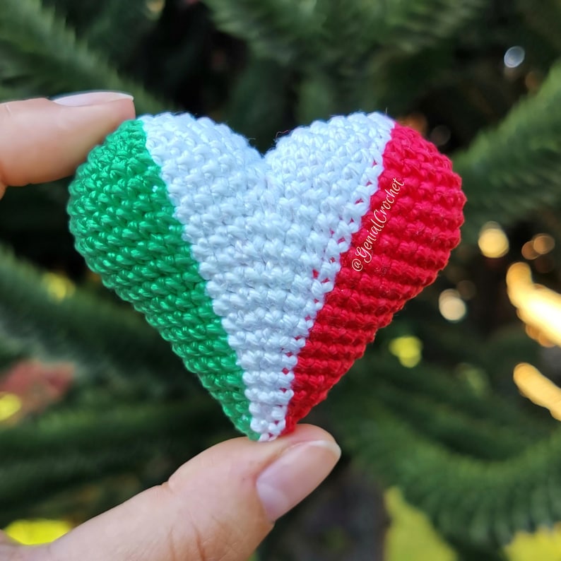 Tricolor Heart Crochet Keychain Pattern: No Sew Amigurumi (PDF Download ...