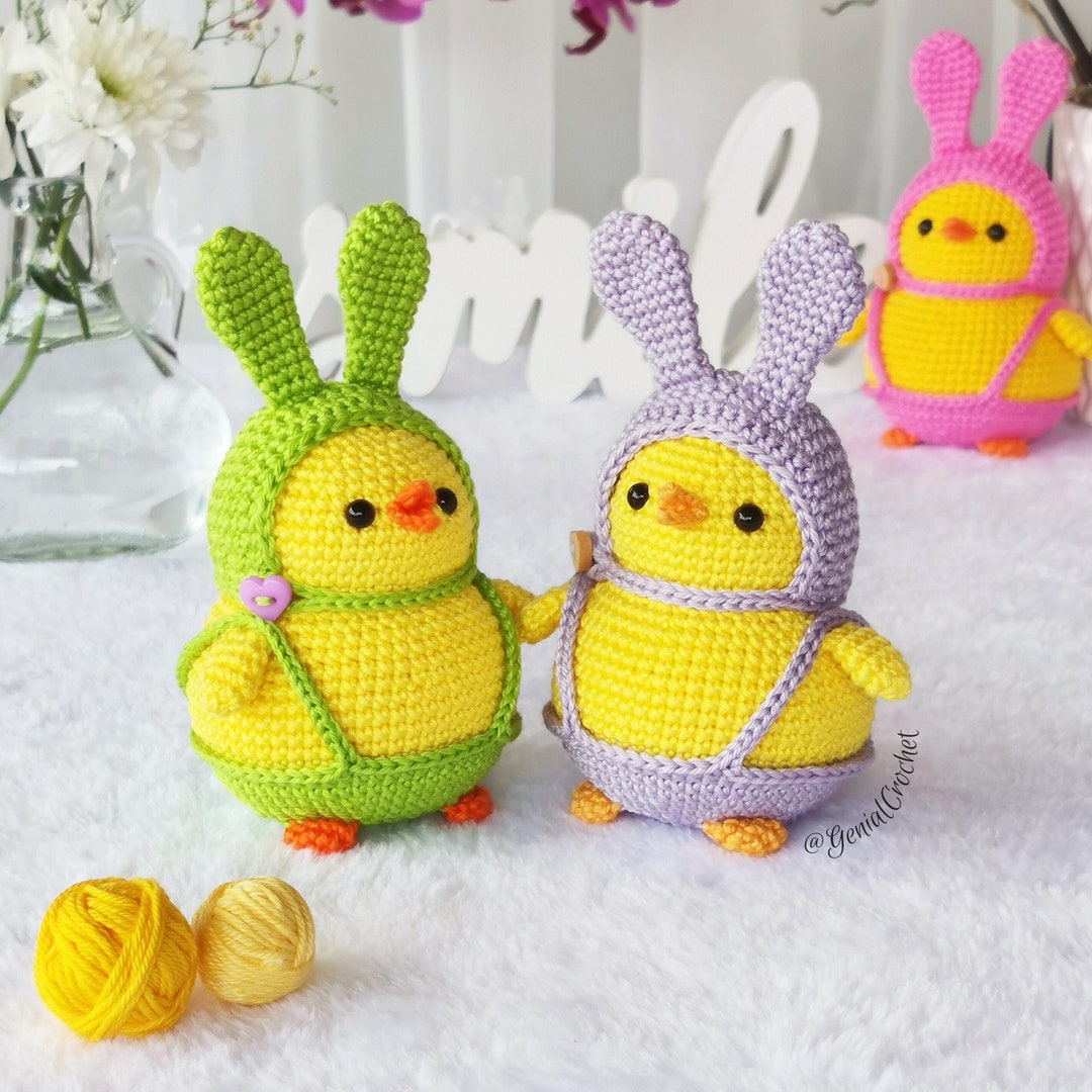 Crochet Easter Chick Amigurumi Pattern: Low Sew, Bunny Hat (PDF ...