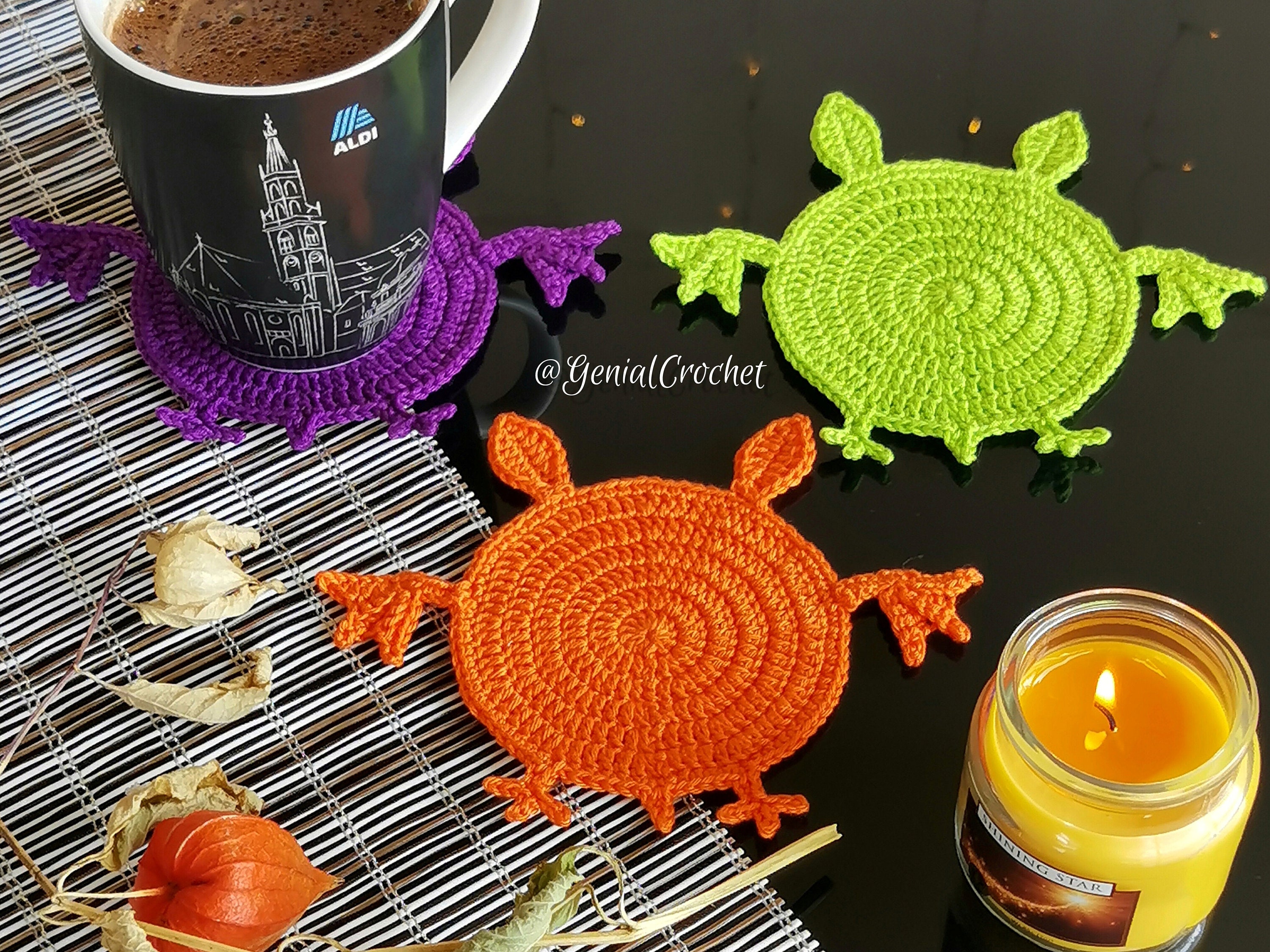 Crochet Pattern Halloween Bat Coaster Written Pattern and - Etsy