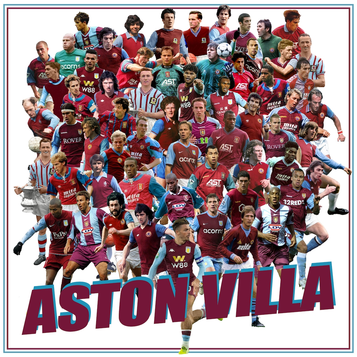 Aston villa players football print poster artwork Jerseys avfc | Etsy