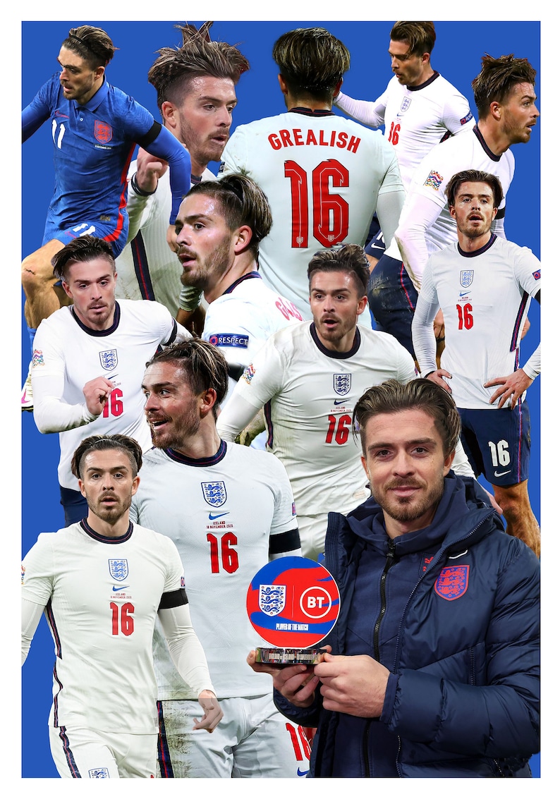 Jack Grealish England Football Poster, Aston Villa Art - Etsy