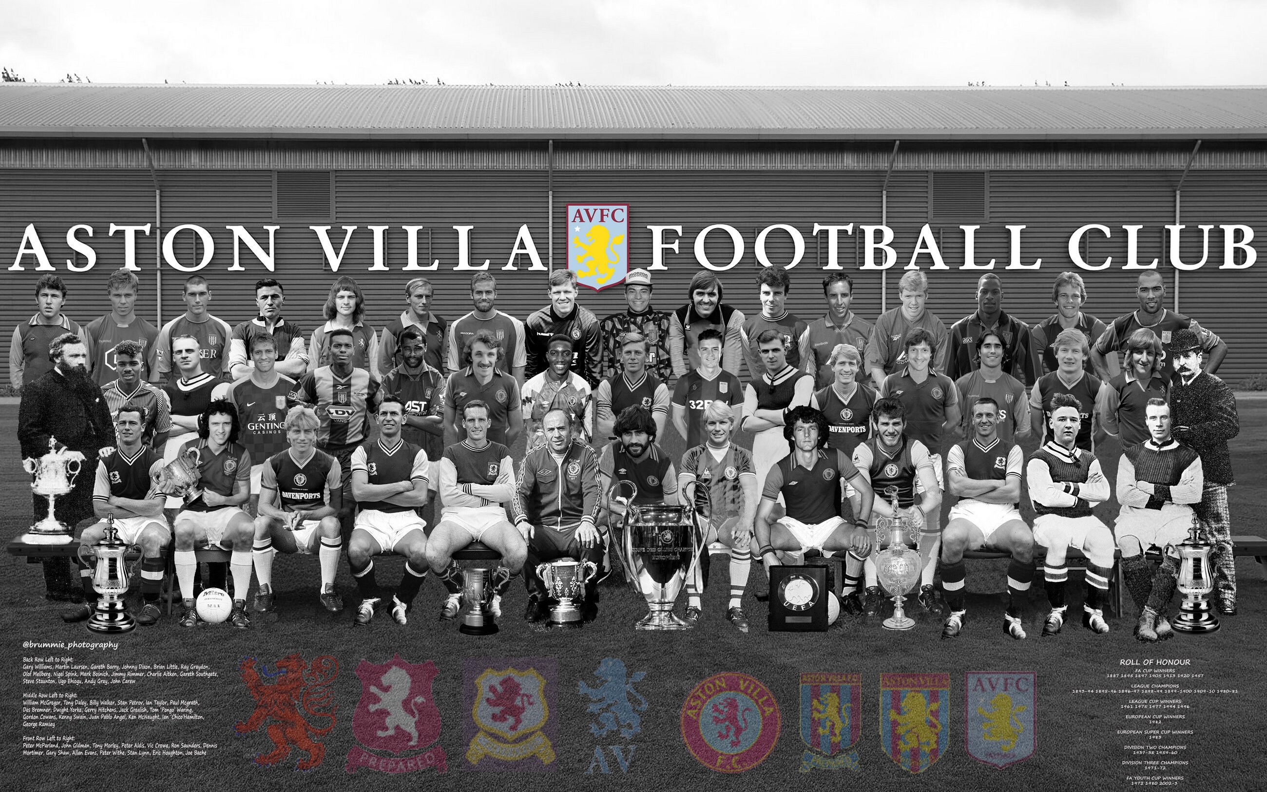Aston Villa Squad Team of various eras art print poster | Etsy