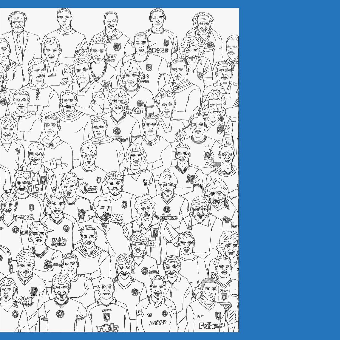 Aston Villa Drawing Colouring Print Poster Avfc Legends Aston Villa Art ...